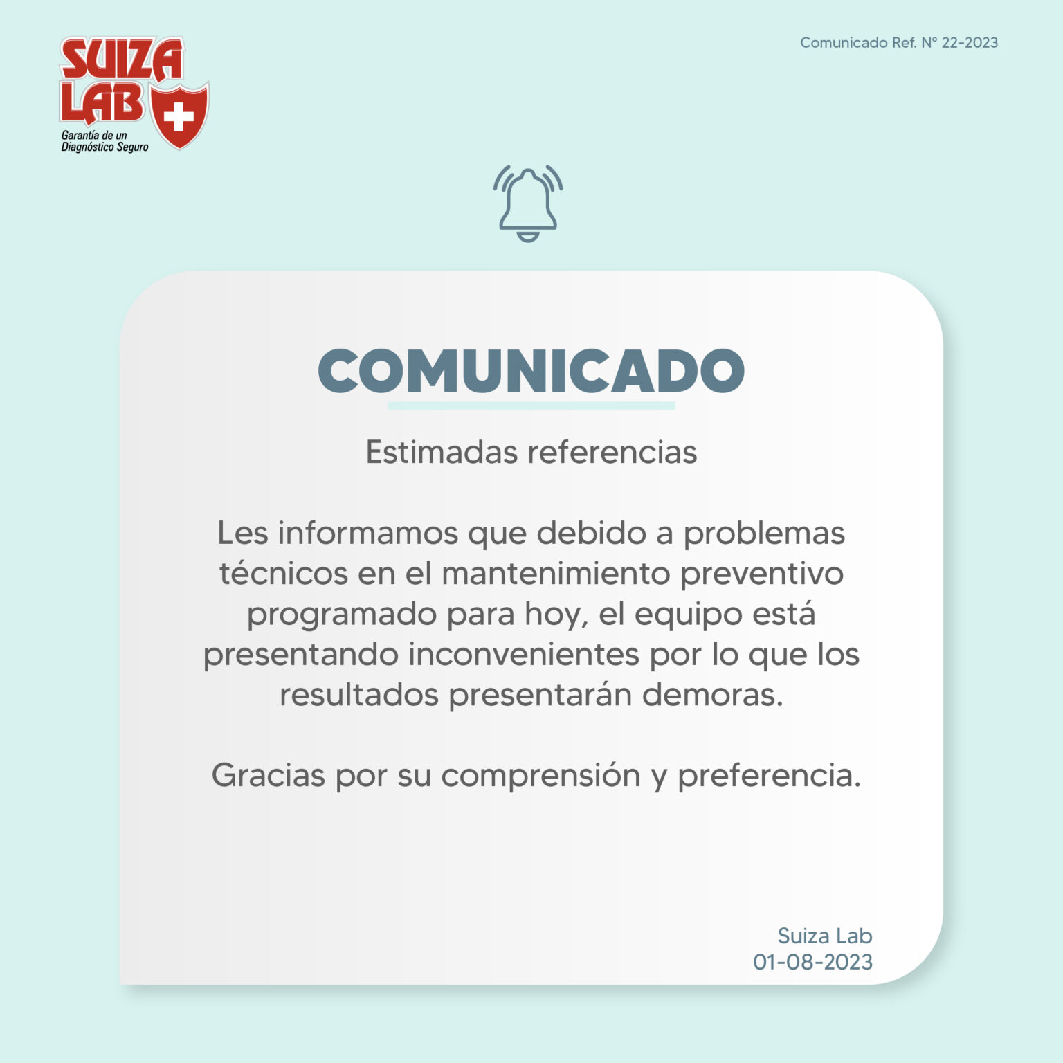 Comunicado N° 22-2023 - Suiza Lab