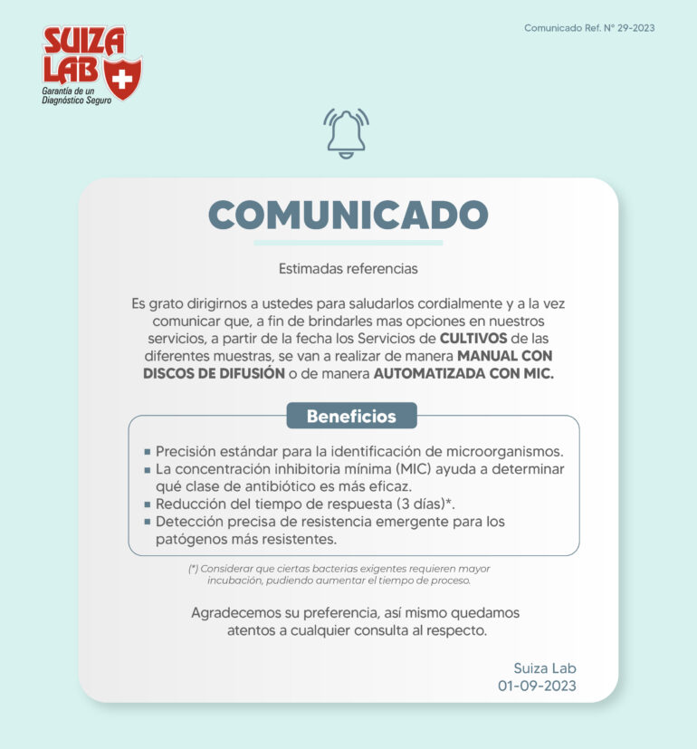 Comunicado N° 29-2023 - Suiza Lab